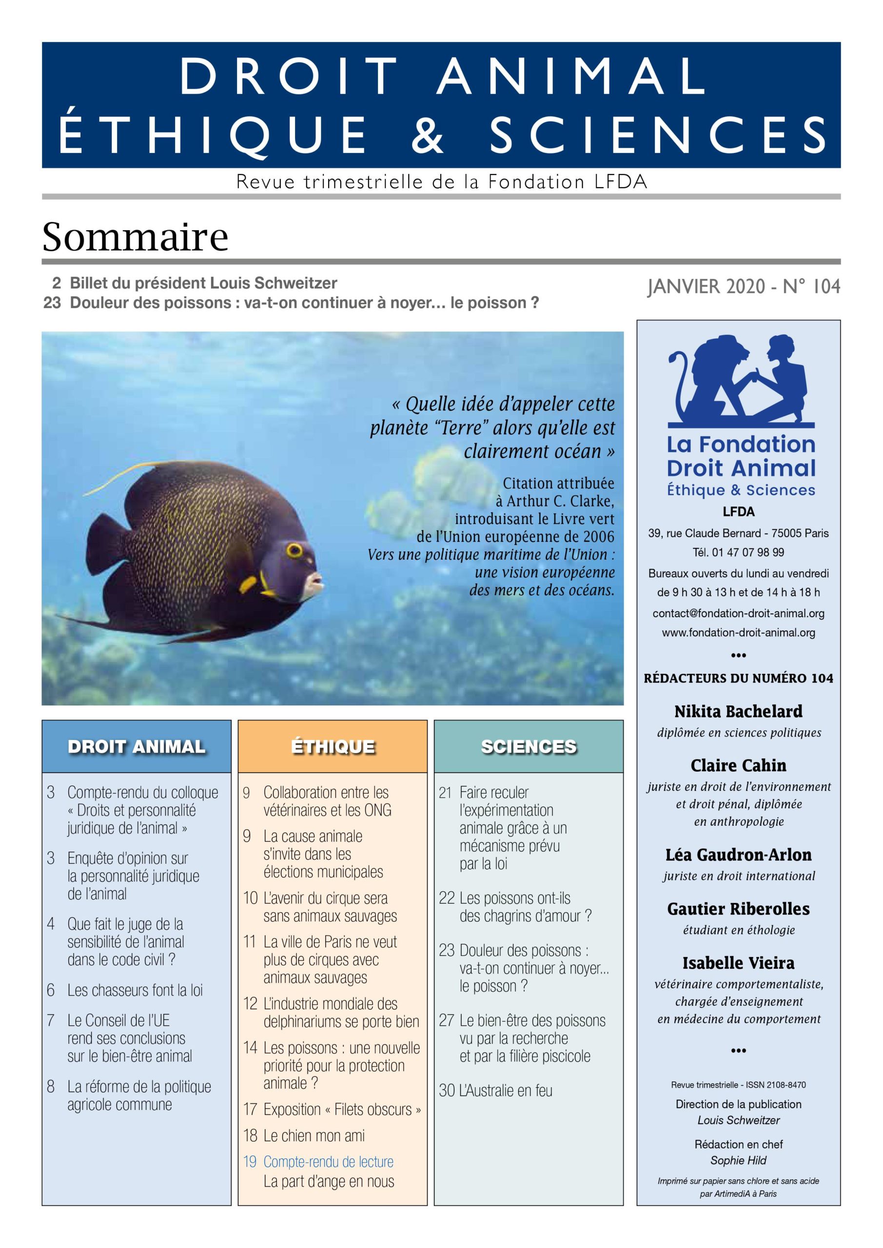Revue trimestrielle n°104 (janvier 2020)
